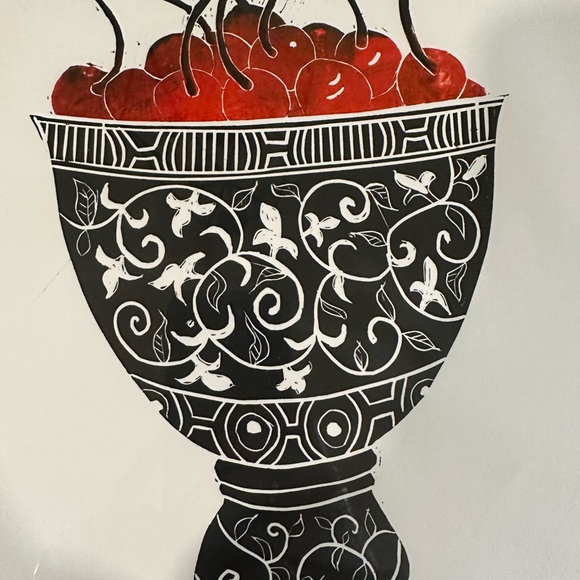 Celia Lewis | Art | Celia Lewis Linocut Cherries In A Bowl | Poshmark